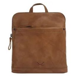 Cityrucksack Sansibar, Gr. B/H/T: 24cm x 23cm x 7cm, onesize, braun (cognac), Leder, Rindsleder, Rucks&auml;cke Cityrucksack, echt Leder