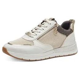 Keilsneaker Tamaris, Damen, Gr. 41, wei&szlig; (ivory kombiniert), Lederimitat, Textil, Schuhe Sneaker, Freizeitschuh, Halbschuh, in schmaler Form, vegane Verarbeitung