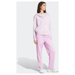 Trainingsanzug Adidas SPORTSWEAR "W LINEAR TS", Damen, Gr. M, lila (ice lavender), Obermaterial: 100% Polyester, Sportanzüge, Trainingsjacke mit Kapuze, Tracksuit