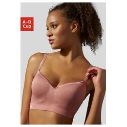 Sport-BH Lascana ACTIVE, Damen, Gr. 70, Cup AA, rosa (vintage, rose), Microtouch, Obermaterial: 85% Polyamid, 15% Elasthan, figurbetont, BHs Sport-BH, mit Tr&auml;gern in Satinoptik