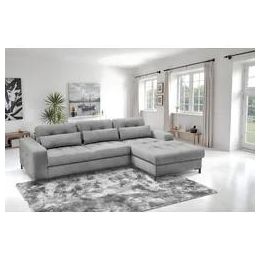 Ecksofa exxpo - SOFA FASHION "Bonito, mit Rücken- und Sitztiefenverstellung, inkl. Bett & Bettkasten", grau, B:260cm H:85cm T:176cm, Sofas, Sitztiefenverstellung,Höhenverstellung