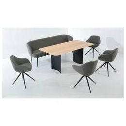 K+w Komfort & Wohnen Essgruppe K+W KOMFORT & WOHNEN "ZOOM", braun (schlamm 72,), Flachgewebe Q2 2250, Sitzmöbel-Sets, abgerundete Essgruppe mit Solobank, 4 Sesseln und 1 Tisch