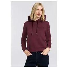 Hoodie Gant "REG TONAL SHIELD HOODIE", Damen, Gr. XL, plum wine, Sweatware, Obermaterial: 78% Baumwolle, 22% Polyester, regular fit hüftlang, Rippbündchen, Sweatshirts, Ton in Ton Stickerei, Rippbündchen