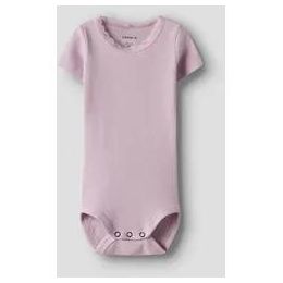Kurzarmbody name it "NBFKAB SS BODY NOOS", Baby, Gr. 62, N-Gr, winsome orchid (blank), Rippware, Obermaterial: 57% Baumwolle, 38% Modal, 5% Elasthan, unifarben, regular fit normal, Rundhals, Bodys