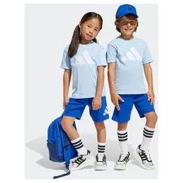 Trainingsanzug Adidas SPORTSWEAR "LK BL T-SET 160", Jungen, Gr. 104, blau (glow blau, wei&szlig;), Obermaterial: 100% Baumwolle, Sportanz&uuml;ge Trainingsanzug, f&uuml;r Kinder, zweiteilig, aus Baumwolle