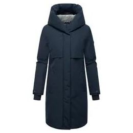 Wintermantel Navahoo "Domingaa 14", Damen, Gr. XS (34), blau (navy), Obermaterial: 100% Polyester; Futter 1: 95% Polyester, 5% Elasthan; Futter 2: 100% Polyester; Wattierung: 100% Polyester; &Auml;rmelfutter: 100% Polyester, figurumspielend knieumspielend, hoch geschlossener Ausschnitt, verstellbar Rippstrickb&uuml;ndchen mit Druckknopf,verstellbar, M&auml;ntel Wintermantel, Langer warmer Mantel mit magnetischen