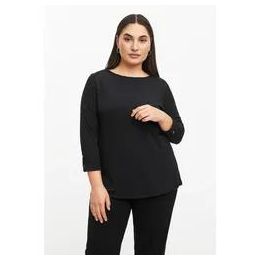 3/4-Arm-Shirt Only CARMAKOMA "CARSLUB 3/4 O-NECK FOLD UP TO JRS BS", Damen, Gr. S, schwarz, Jersey, Obermaterial: 60% Polyester, 40% Baumwolle, unifarben, Rundhals, mit Aufschlag, Shirts