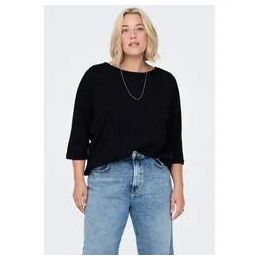 3/4-Arm-Shirt Only CARMAKOMA "CARMARTHA 3/4 TOP", Damen, Gr. S, schwarz, Single Jersey, Obermaterial: 95% Polyester, 5% Elasthan, unifarben, relaxed fit hüftlang, Rundhals, Shirts