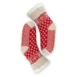 Socken Capelli New York "Haussocke red combo", Damen, Gr. 39-42, rot combo, Polyester, gemustert, mehrfarbig, Socken, rutschsicher, Feinstrick, warm gefüttert