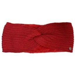 Stirnband Capelli New York, Damen, rot, Strick, Materialmix, unifarben, Mützen, geflochtenes Design, Metall-Logo, gefüttert, Rippstrick