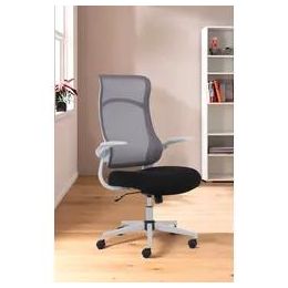 B&uuml;rostuhl OTTO HOME "Toico, Design-Schreibtischstuhl", grau (grau, schwarz, grau), B:67,5cm H:120cm T:73cm, St&uuml;hle, B&uuml;rostuhl, ergonomische R&uuml;ckenlehne, Lendenwirbelst&uuml;tze & klappbaren Armlehnen