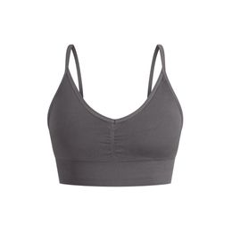 Smilodox Sport Bh Maria Solid Scrunch Adjustable Damen Größe S anthrazit / weiß