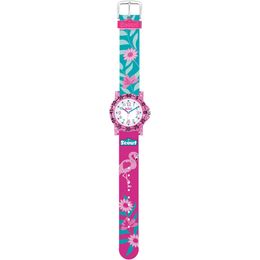 Quarzuhr Scout "The IT-Collection", bunt, Armbanduhren, Kinder, Armbanduhr, Kinderuhr, Lernuhr, Mädchen, Blumen, Flamingo, Geschenk