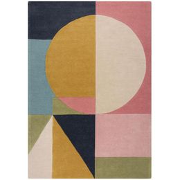 FLAIR RUGS Wollteppich &raquo;Esre, aus 100% Wolle,&laquo; rechteckig 7 mm H&ouml;he geometrisches Design, handgearbeiteter Konturenschnitt, Wohnzimmer bunt Wolle