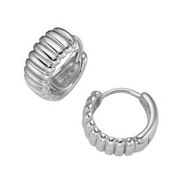 Firetti Paar Creolen »Schmuck Geschenk Silber 925 Ohrschmuck Ohrringe geriffelt« silberfarben 13,7 mm Moderne Klappcreole