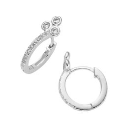 Firetti Paar Creolen »Schmuck Geschenk Silber 925 Ohrschmuck Ohrringe« mit Zirkonia (synth.) silberfarben-kristallweiß + kristallweiß 12,5 mm...