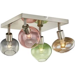 NOWA Deckenleuchte »RENTO« E14 4 Stk. Deckenlampe, Glas, Dreh-Schwenkbar, Wohnzimmer Nickel matt