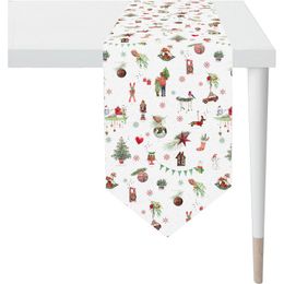 Apelt Tischband »6200 WINTERWELT, Weihnachtsdeko, Weihnachten« Digitaldruck weiß/bunt Obermaterial: 70% Polyester, 30% Baumwolle B/L: 32 cm x 175 cm