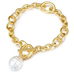 Lulu & Jane LULU & JANE Gliederarmband »AV124« gelbgold none Geschmackvolles Damen-Armband mit Muschelkernperle