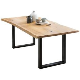 Salesfever Esstisch »Design-Speisetisch für stilvolles Ambiente« UV-lackierte Eichenholz-Tischplatte, 40mm Natur/Schwarz + Schwarz + Natur...