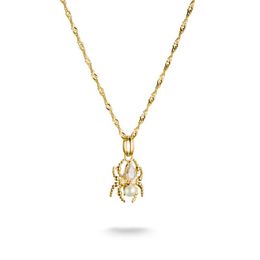 Thomas Sabo Kette mit Anhänger »True Romance Halskette Spinnen-Design goldfarben« mit Zirkonia (synth.) - mit Süßwasserzuchtperle...