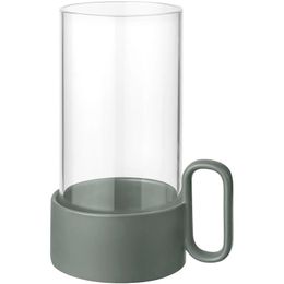Blomus Kerzenhalter &raquo;Windlicht YURAGI&laquo; aus Steingut und Glas, H&ouml;he ca. 21 cm Agave Green