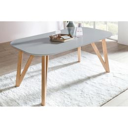 Salesfever Esstisch &raquo;Solna - Stilvoller Tisch f&uuml;r Ihr Zuhause&laquo; Massive Eichen-Haarnadelbeine: Nat&uuml;rliches Design-Statement grau + natur + grau...