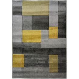 FLAIR RUGS Teppich »Cosmos mit Hoch-Tief-Effekt« rechteckig 12 mm Höhe Patchwork Design, mehrfarbig, Wohnzimmer, Schlafzimmer Ocker Obermaterial:...
