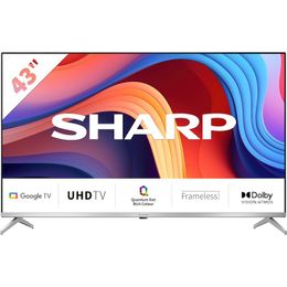Sharp QLED-Fernseher »4T-C43GPx« 108 cm/43 ′′ Smart-TV Quantum Dot, QLED, Dolby Atmos, Dolby Vision, HDMI 2.1 mit eARC silber Mini Composite/CVBS +...