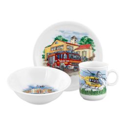 Seltmann Weiden Kindergeschirr-Set »Compact Blaulicht, Kinder-Set 3-teilig« 1x Frühstücksteller 19 cm, 1x Schüssel 16 cm, 1x Becher 0, 25 l bunt