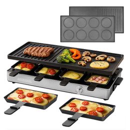 Gastroback Raclette &raquo;Raclette Grill & Pancake Station&laquo; 12 Stk. Raclettepf&auml;nnchen Silber & Schwarz