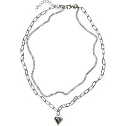 Urban Classics Edelstahlkette »Unisex Heart Icon Layering Necklace« silver onesize Stilvolle Halsketten für jeden Anlass