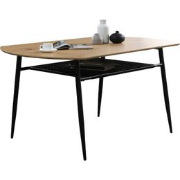 Salesfever Esstisch »Familienfreundlicher Tisch« Stilvolle Ablage aus Metall und Polyrattan Natur/Schwarz + Schwarz + Natur/Schwarz...