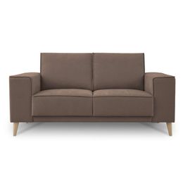 OTTO HOME 2-Sitzer »Oland Skandi, weicher Chenille-Stoff« 164 cm, Wellenunterfederung, Skandi-Design, Massivholzfüße brown 100% Polyester