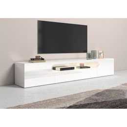 Inosign Lowboard »REAL TV-Möbel, 240 cm breit, 40/60 cm hoch, Hochglanz oder matt« mit 2 abgerundeten Türen, 1 Klappe, die ein ovales offenes Fach...