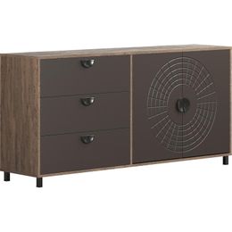 Inosign Sideboard »Fusion« 1 Stk. tlg. Kommode mit markantem Kreismuster - Antikoptik - (B/T/H) 176/42/86 cm braun