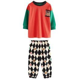 next Schlafanzug Jungen Gr&ouml;&szlig;e 152 ecru / gr&uuml;n / orangerot / schwarz