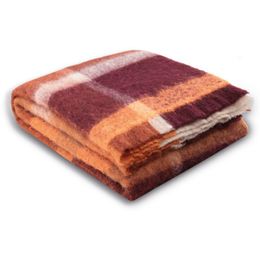 Biederlack Plaid »Flausch Look mit hochwertigen Fransen« Flausch-Optik terra-rot Obermaterial: 46% Polyacryl, 27% Polyester, 20% Wolle, 7% sonstige...