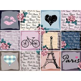 queence Fliesenaufkleber »Paris« Stickerfliesen, selbstklebend, Sticker, 12er Set lila, rosa, grau