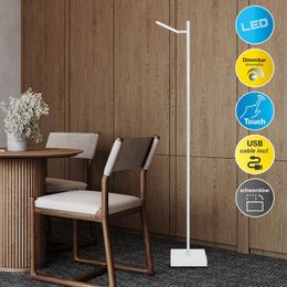 Näve NÄVE LED Stehlampe »Lupa« LED-Modul 1 Stk. Warmweiß Akkuleuchte, USB-C Kabel, weiß, dimmbar(Touch), Schirm drehbar, Metall weiß