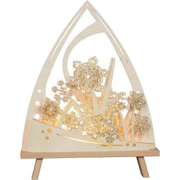 SAICO Original LED Schwibbogen &raquo;Dekoleuchte-Spitze, Eissterne&laquo; inkl. LED-Leuchtmittel, warmwei&szlig;, BxHxT: 30x38,5x6 cm Holz teilmassiv