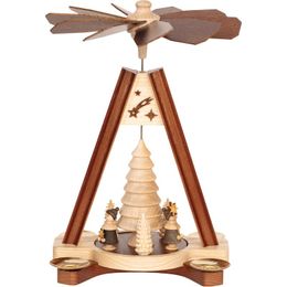 SAICO Original Weihnachtspyramide &raquo;Premium Tischpyramide, Kurrende&laquo; zweifarbig f&uuml;r 4 Pyramidenkerzen, Hx&Oslash;: 24x18 cm Holz teilmassiv, Sperrholz