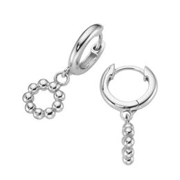 Firetti Paar Creolen »Schmuck Geschenk Silber 925 Ohrschmuck Ohrringe Kugeloptik« silberfarben 11 mm Schöne Klappcreole mit Behang