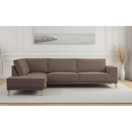 OTTO home Ecksofa &raquo;Oland Skandi, weicher Chenille-Stoff&laquo; L-Form, 289 cm, Wellenunterfederung, Skandi-Design, Massivholzf&uuml;&szlig;e 100% Polyester