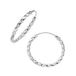 Firetti Paar Creolen »Schmuck Geschenk Silber 925 Ohrschmuck Ohrringe gekordelt strukturiert« silberfarben 25 mm Klassische Creole mit Bügel