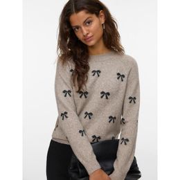 Véro Moda VERO MODA Rundhalspullover »VMDOFFY INTARSIA LS O-NCK PULLOV GA NOOS« mit Strickmuster Moon Rock Detail:W. BLACK BOWS XL XL Pullover von Vero Moda