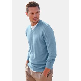 H.I.S. H.I.S Strickpullover mit V-Ausschnitt, Pullover aus Feinstrick, Baumwollmischung blau-meliert S (44/46) S (44/46) H.I.S Herren Pullover
