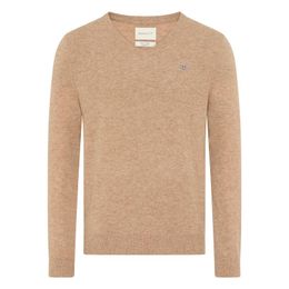 Gant V-Ausschnitt-Pullover »EXTRAFINE LAMBSWOOL V-NECK« mit Logostickerei DK. SAND MELANGE XXL XXL Langarm Pullover von Gant