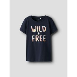 name it T-Shirt &raquo;NKFVANAYA SS TOP NOOS&laquo; mit tollem Frontmotiv Dark Sapphire Print:Wild & Free 146 (152) 146 (152) Shirt von name it f&uuml;r M&auml;dchen