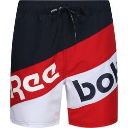 Reebok Badeshorts »Ryan« gestreift, mit Kordelzug und elastischem Bund, mit Logo, mit Taschen navy/red/whi M (46) - N-Gr N-Gr M (46) Badehose von...
